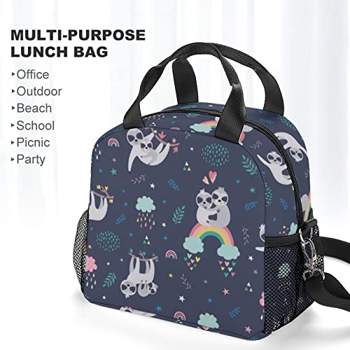 Cute Sloths Lunch Bag for Women Men, Portable Insulated Lunch Box, Lunch Tote Bag for Work Outdoor