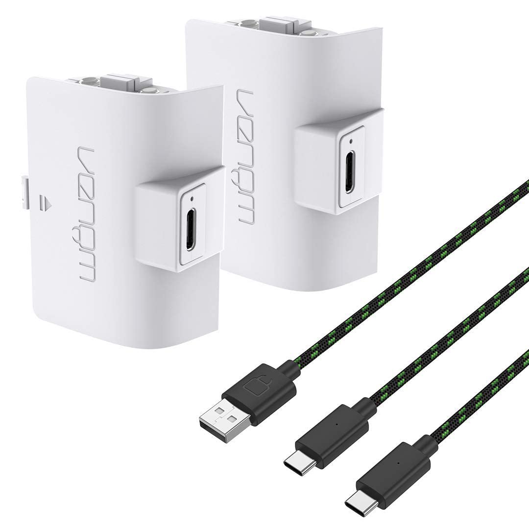 Venom Twin High Capacity Rechargeable Battery Pack Black for Xbox Series X/S & One - White