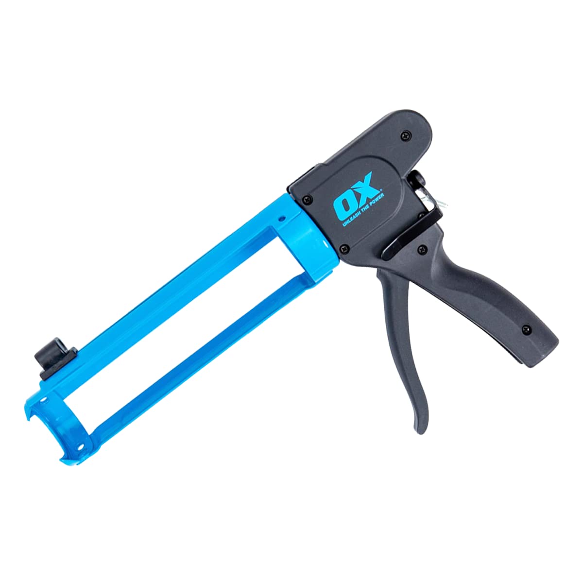 OX Tools Rodless Caulk Gun - 7:1 Thrust Ratio, Foldable Belt Clip, Patented Design, Compact for Tight Spaces, Reinforced Carriage, Glass Filled Nylon Handle, 13 1/2" Length, 10 oz Capacityā¦
