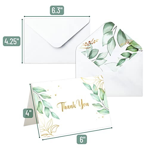 Mr. Pen- Thank You Cards with Envelopes, 20 Pack, 4β x 6β, Greenery Gold Foil Design, Thank You Notes with Envelopes Set, Thank You Cards Wedding, Blank Thank You Cards with Envelopes