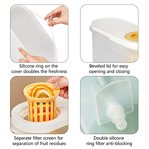 Plastic Drink Dispensers,3.9 Litre Fridge Water Lemonade Pitcher Beverage Juice Dispenser With Infuser Drink Containers With A Spigot For Parties