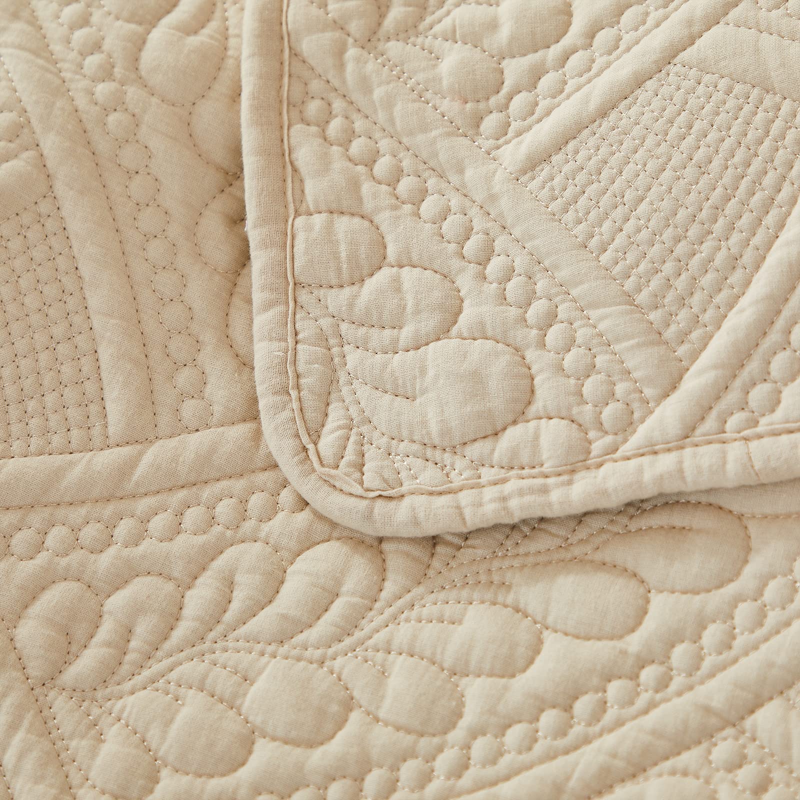 Brandream Queen Size Quilt Sets Cotton Beige Quilt Set Farmhouse Bedding Matelasse Quilted Bedspreads Coverlet Set Queen Full Size