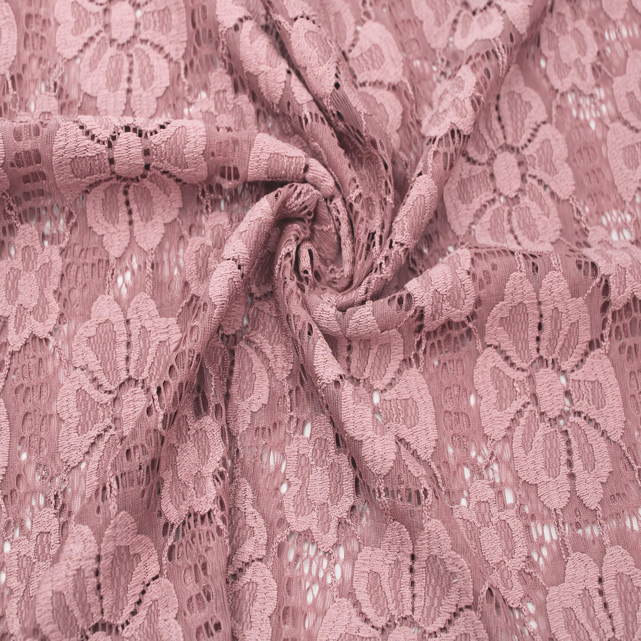 Texco Inc 58/60" Wide Nylon Spandex Stretch Catherine Pattern Vintage Lace Fabric by The Yard-for Apparel, Fashion, Crafts, Accessories, Decorations, Wedding, and DIY, Mauve B 1 Yard
