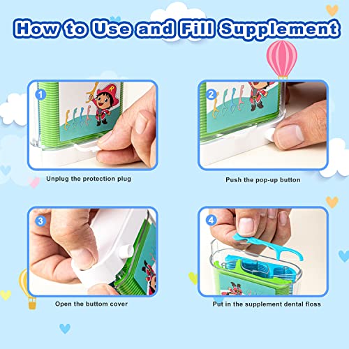 Kids Floss Dispender, Kids Dentle Floss Picks Dispenser 2 Boxes with 176 Count Floss, Fun & Colorful Animal Floss Help You Prevent Tooth Decay and Gum Disease