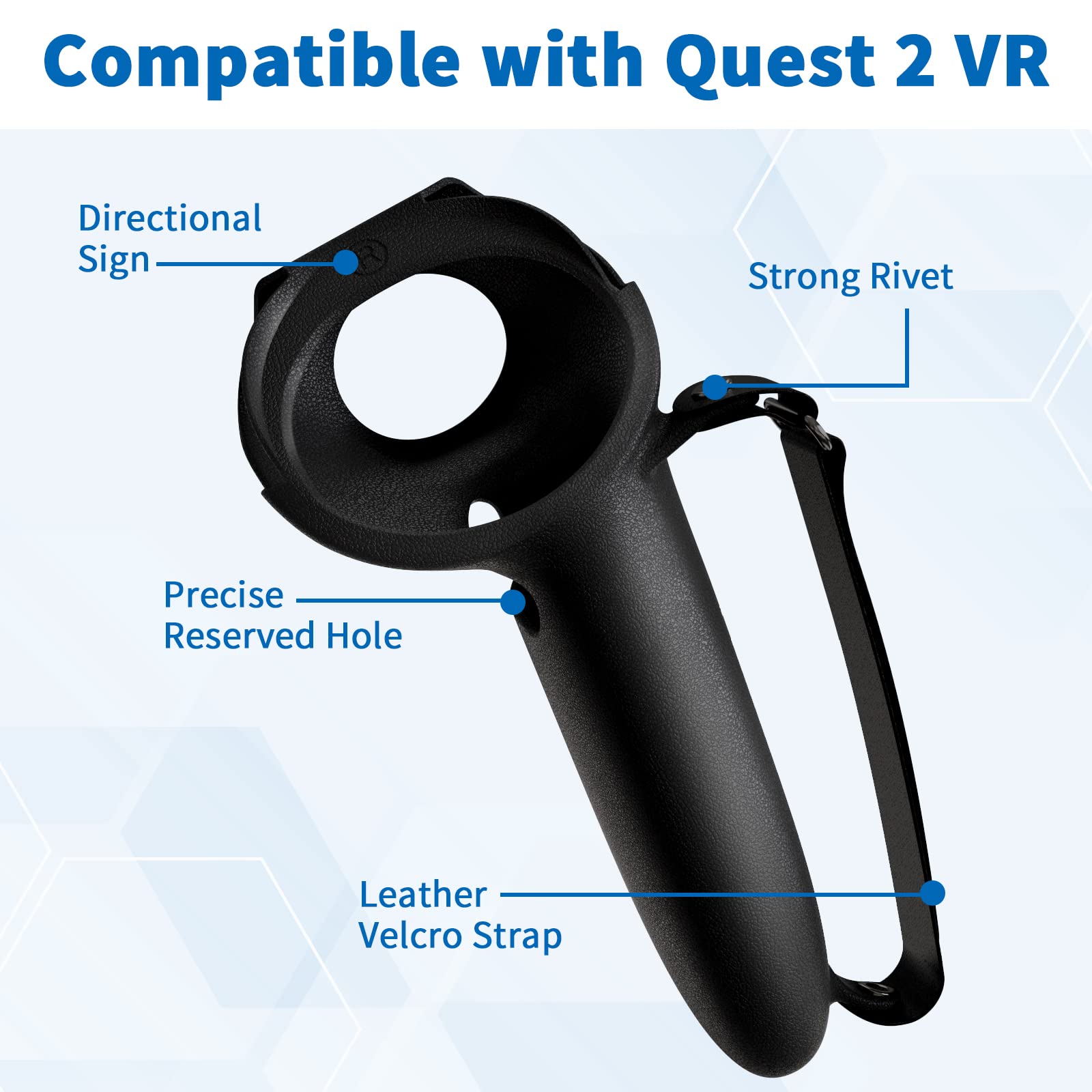 Extended Grips Cover for Oculus Quest 2, Extension Controller Protector with Adjustable Wrist Knuckle Strap Suitable for Big Hands, Anti-Collision Silicone Grip Cover Great for Large Hands