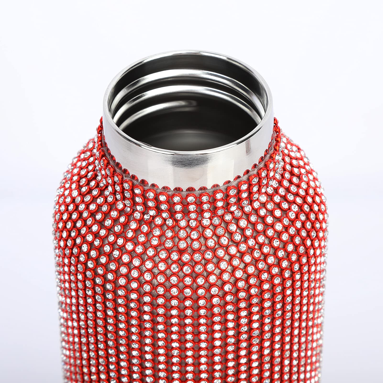 Cuteam Shining Like a Diamond Water Bottle, Fashion Bling Rhinestone Stainless Steel Thermal Bottle, Portable Large Capacity Refillable Vacuum Water Bot, Birthday Gift