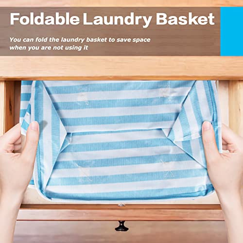 Twoyu 4 Pack Large 75L Laundry Basket ,Waterproof,Collapsible Laundry Hamper with Extended Handles ,Laundry Baskets Organization for Clothes in the Family Dorm (4 Colour)