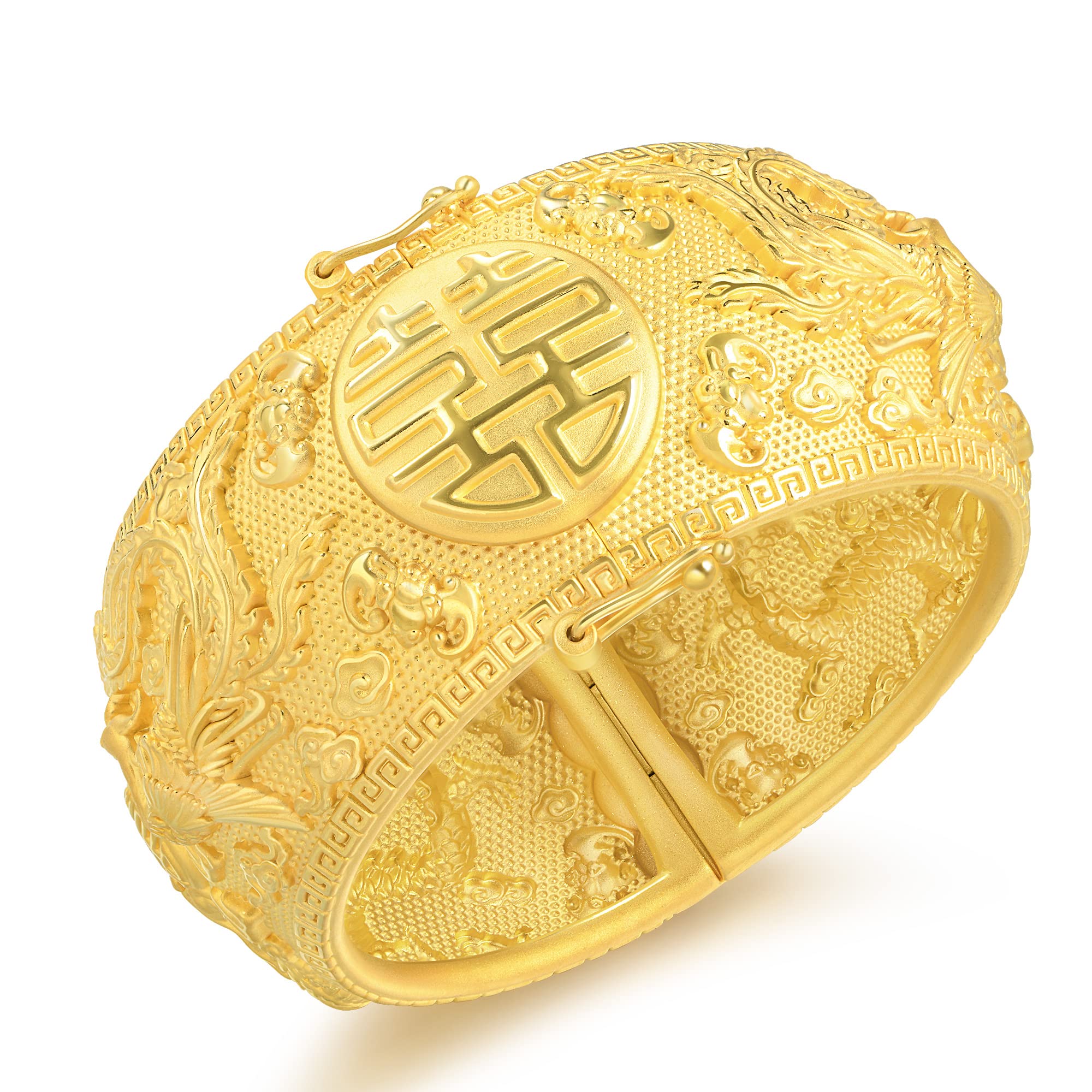 CHOW SANG SANG 999.9 24K Solid Gold Price-by-Weight 31.81g Gold Dragon & Phoenix Bangle for Women and Wedding Occasion 91466K | Size: 7