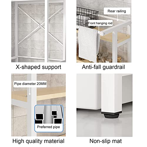 KEAVY Above Washing Machine Shelf, Shelves Above Toilet with Hanging Rod, Over The Washer and Dryer Storage Shelf, Bathroom Space Saving Organizer Rack