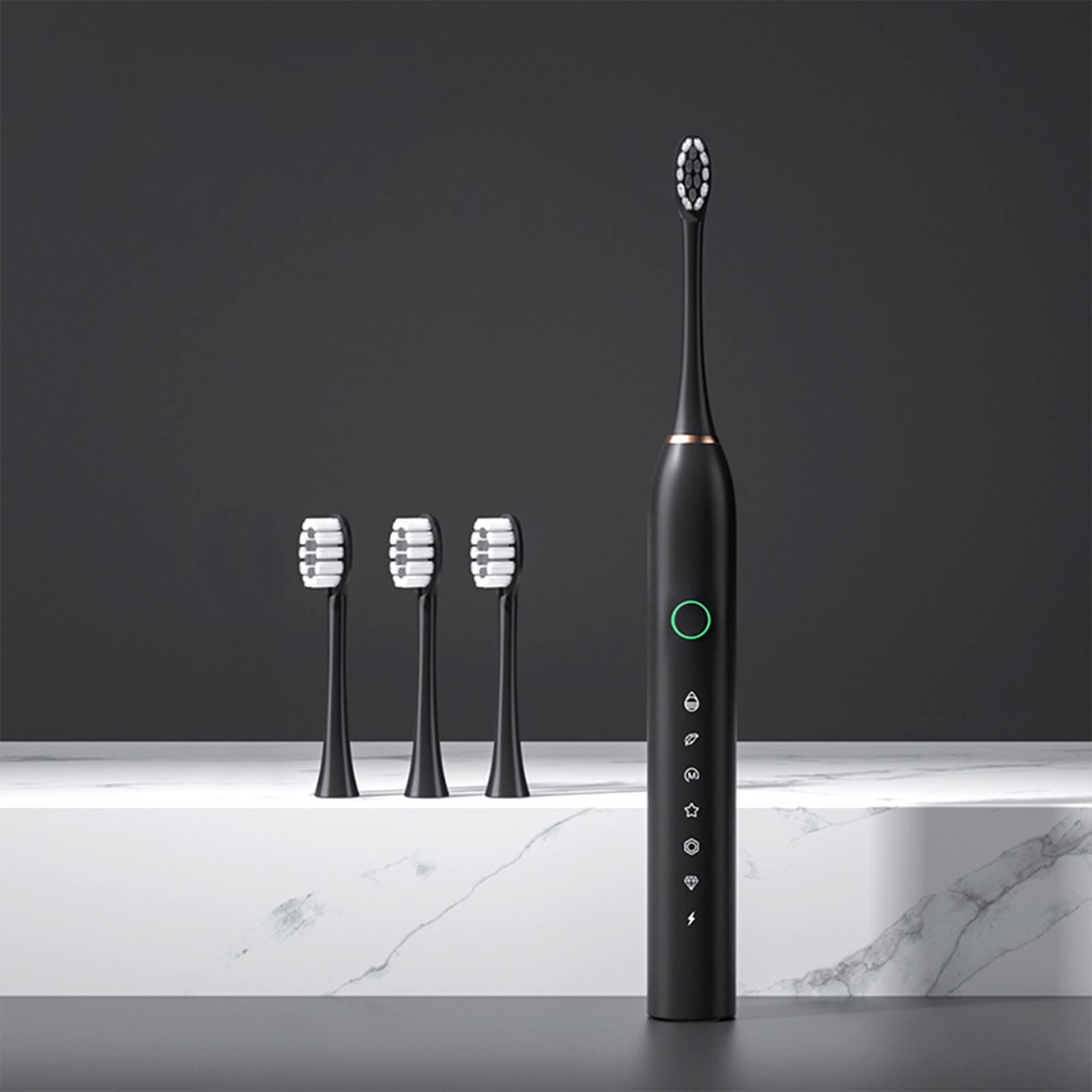 Electric Toothbrush, Electric Toothbrush with 4 Brush Heads, Smart 6-Speed Timer Electric Toothbrush IPX7 Waterproof,Toothbrush with 5 Working Modes for Home Travel