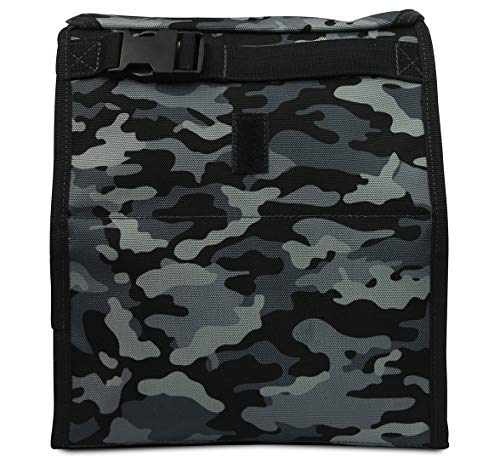 PackIt® Freezable Lunch Bag, Charcoal Camo, Built with EcoFreeze® Technology, Foldable, Reusable, Zip and Velcro Closure with Buckle Handle, Perfect for Fresh Lunch On the Go