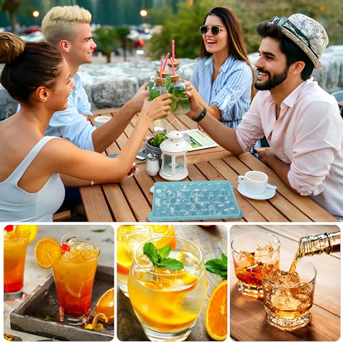 Ice Cube Tray, 3 Packs Round Ice Cube Trays for Freezer, Easy-Release 1 IN X 111 Pcs Ice Ball Maker Mold with Removable Lid and Bin Making Ice Balls for Tea Coffee Cocktail Whiskey (Blue)