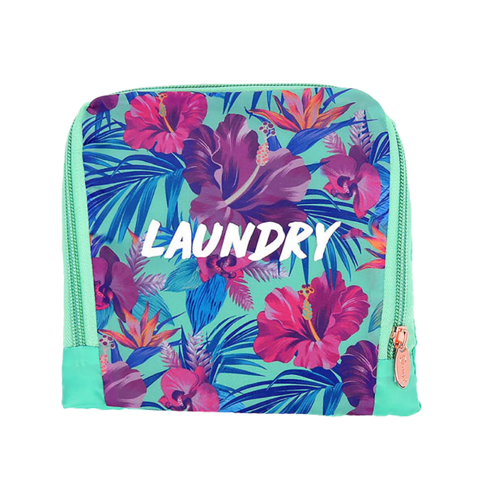Miamica Soft Travel Laundry Bag with Zipper and Drawstring, Hibiscus, 21β x 22β β Keep Your Dirty Clothes Separate and Your Suitcase Organized β Expandable, Durable, and Foldable Laundry Bag