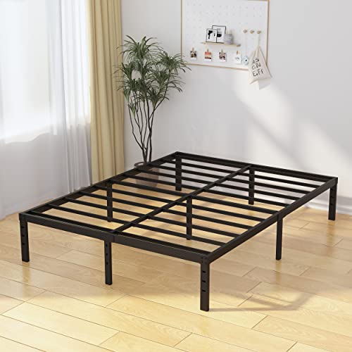 EMODA 14 Inch California King Bed Frames Heavy Duty Metal Cal King Platform with Steel Slats Support, No Box Spring Needed, Noise Free, Black