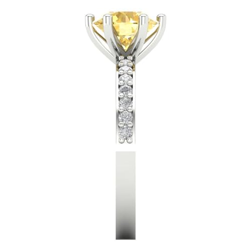 Clara Pucci 1.96ct Round Cut Solitaire Genuine Yellow Simulated Diamond Engagement Promise Anniversary Bridal Ring 18K White Gold 8