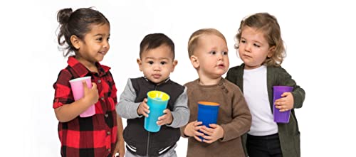 Playtex Baby Stage 2 Spoutless 360 Drinking Cups, Ages 1+, Leakproof, Spill Proof, Pink and Purple, 10 Ounce, 2 Count