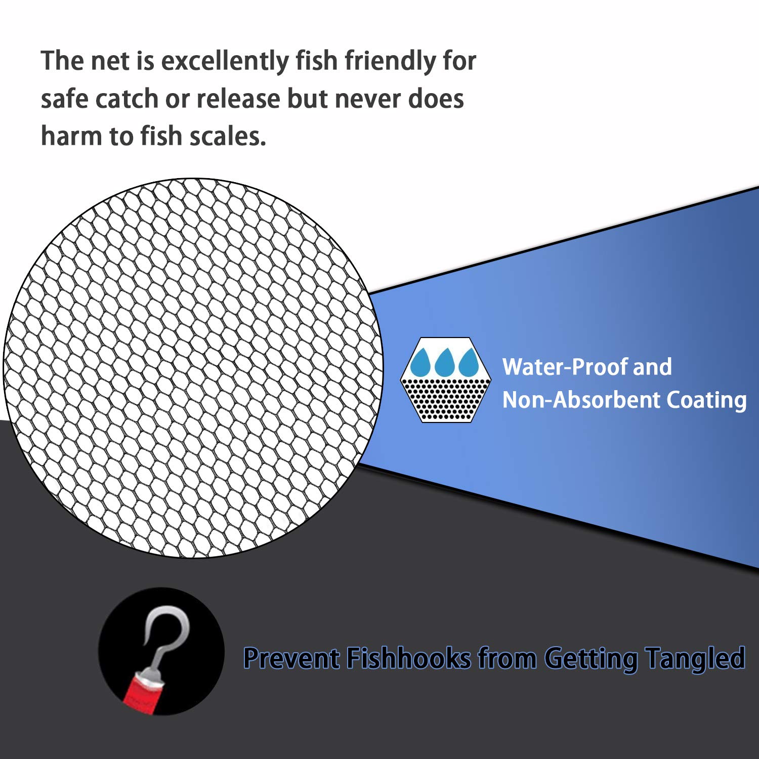 Collapsible Telescopic Pole Fishing Net - Folding Extend Rubber Coated Freshwater Saltwater Landing Net for Trout Bass Steelhead Salmon Kayak (SD-139S(1.1M))
