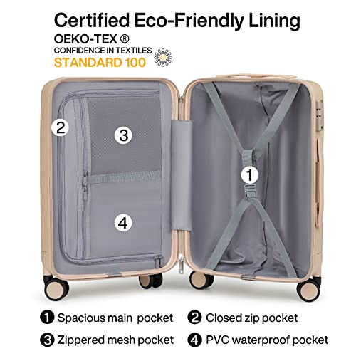 Hanke 20/29 Inch 2 Piece Luggage Sets PC Lightweight Hardshell Suitcases with Spinner Wheels & TSA Lock, Extra Large Rolling Travel Luggage, Nestable Storage 2 Piece Set 20/29(Cuba Sand)