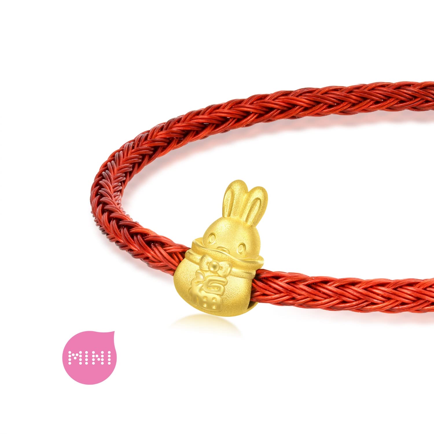 CHOW SANG SANG 999 24K Solid Gold Mini Charm Lucky Rabbit in Lucky Bag Charm Bracelet for Women 93687C