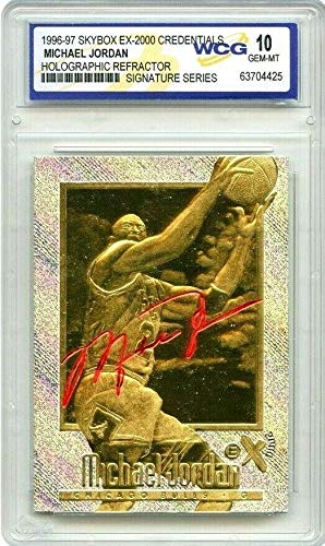 Michael Jordan 1996-97 Credentials EX-2000 Signature Series Graded GEM-MT 10 Refractor 23-KT Gold Card!