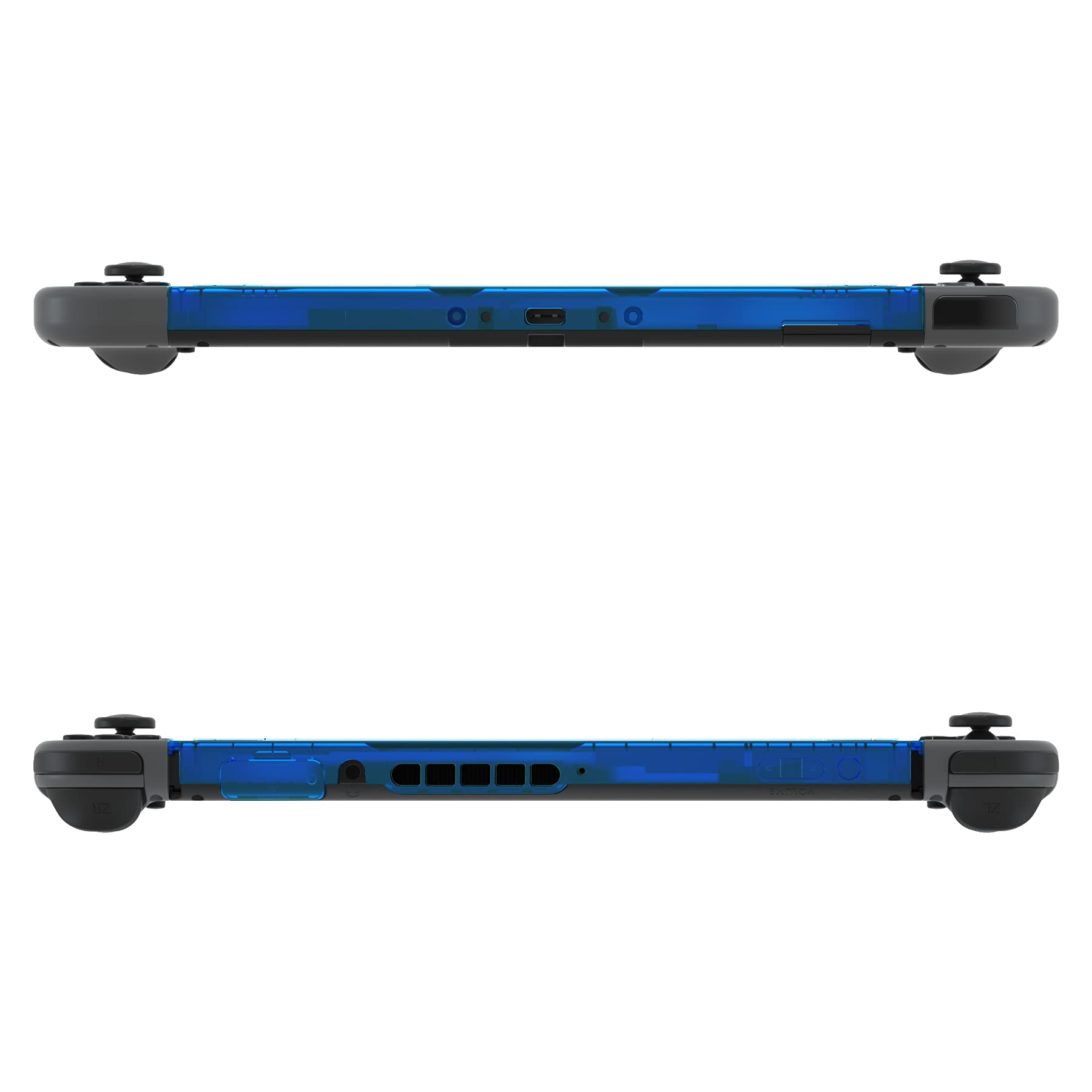 eXtremeRate Clear Blue Faceplate Backplate DIY Replacement Housing Shell Case for Nintendo Switch Console with Kickstand β JoyCon Console NOT Included