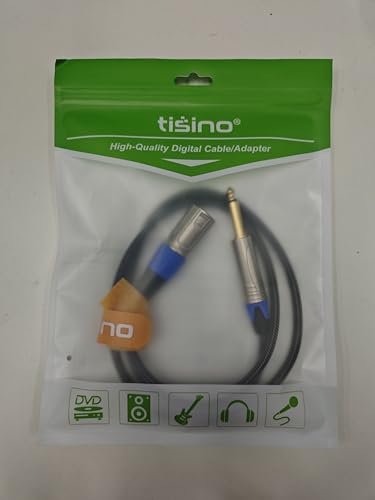 tisino XLR to 1/4" Cable, Quarter inch Mono to XLR Male Unbalanced Interconnect Cable Cord for Amplifiers, Instruments- 6.6 Feet