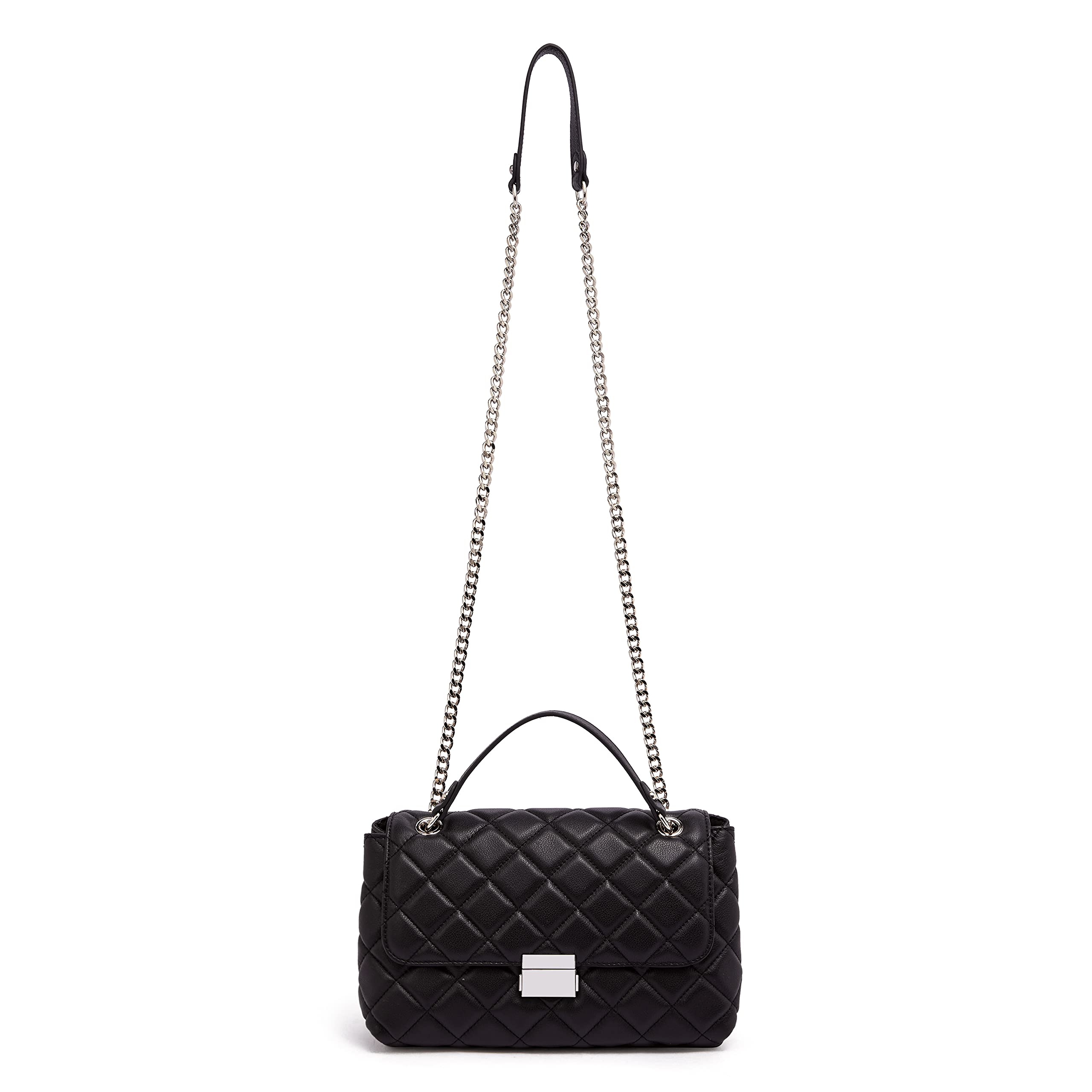 DORIS&JACKY Leather Quilted Shoulder Handbags Classical Crossbody Purse with Metal Chain (PINK)