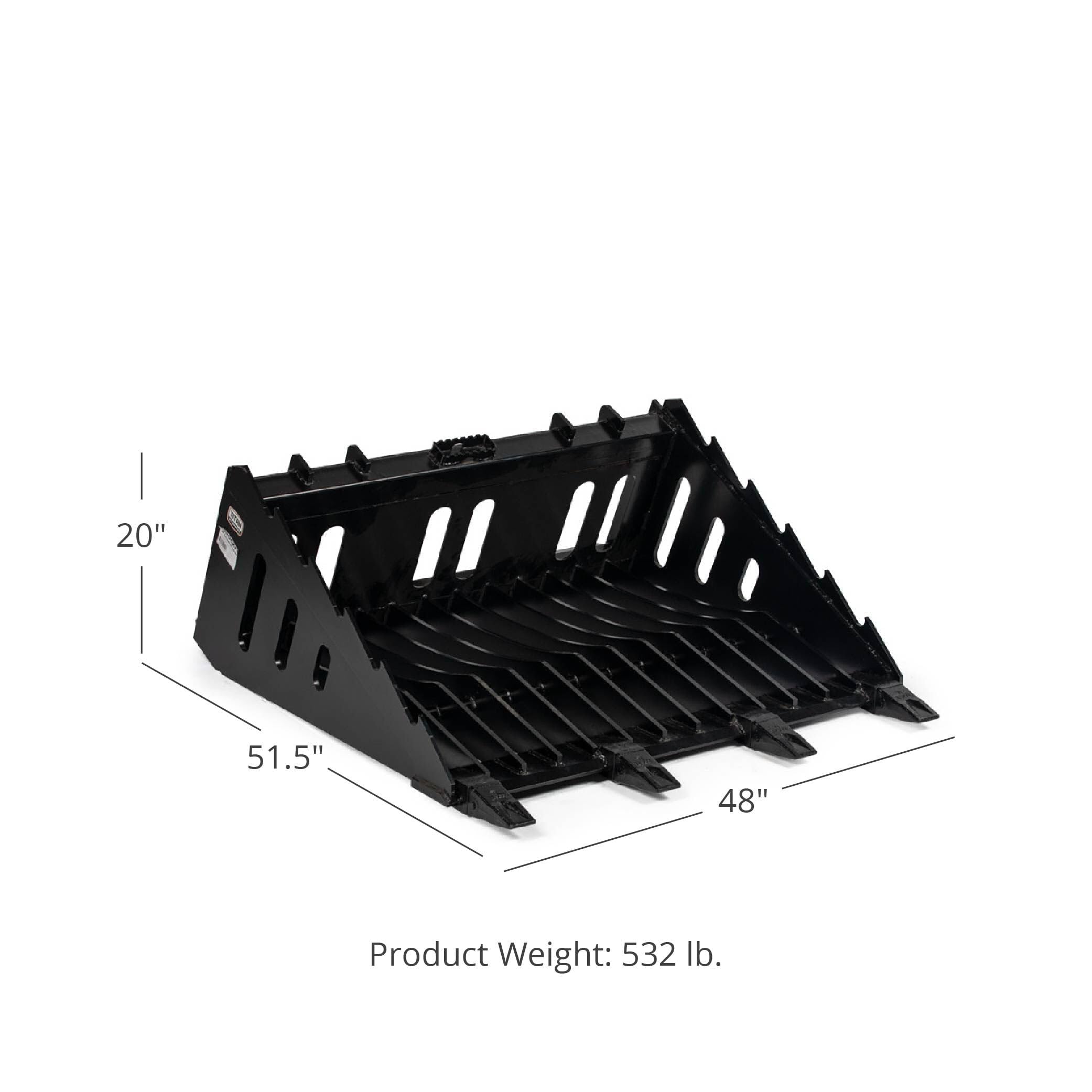 Titan Attachments 48in Fine-Grade Skeleton Rock Bucket with Bolt-On Teeth, Skid Steer Quick Tach, Reinforced Side Cutters