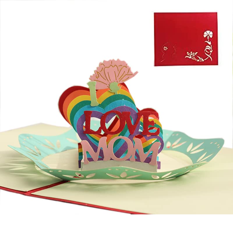 Paper Spiritz 3D Pop Up Card for Mom, 3D Gift Card for Birthday, Happy Birthday Pop Up Card for Mom, Greeting Card for Mother's Day and Mom's Christmas Gift