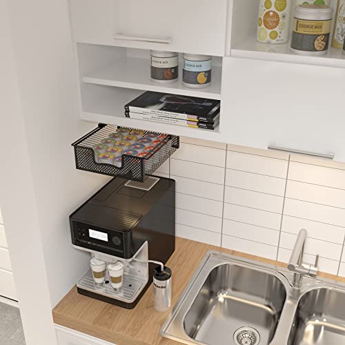 JKsmart 2-Pack Hanging Pullout Drawer Basket, Sliding Under Shelf Storage Basket, Under Cabinet Storage Organizer Wire Basket Attaches to Shelf, Space Saving for Kitchen Counter Pantry Cupboard