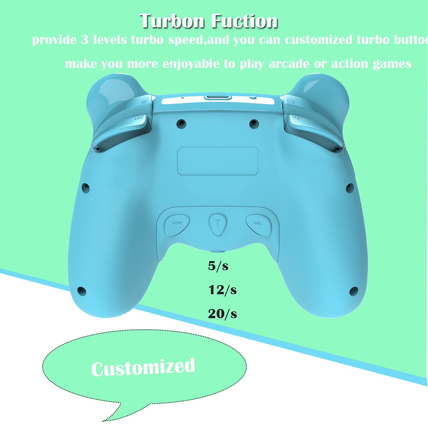 DAHAKII Wireless Switch Pro Controller for Kids Small Hands Compatible with Nintendo Switch OLED/Switch Pro Controller with Turb Motion/Vibration/Wake-Up/Headphone Jack/Breathing Light