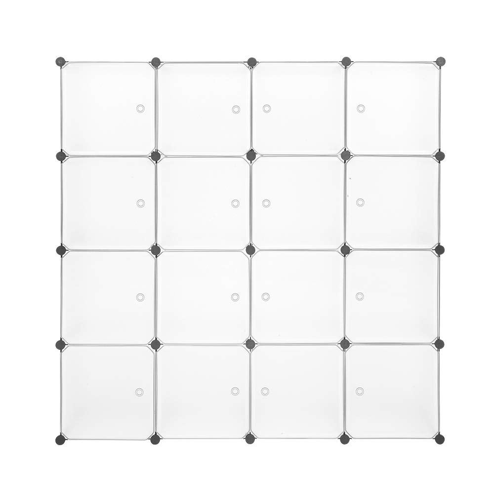VINGLI Portable Closet Wardrobe, Cube Storage Organizer, Plastic Storage Closet, Shelf Unit, DIY Cube Shelves with Doors and Hanging Rods, 15 Cubes