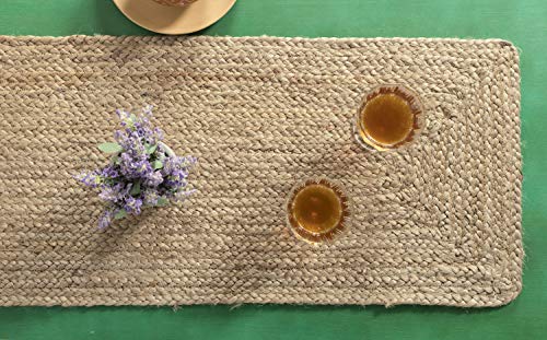 Madhu International Natural Jute Table Runner Rug, Long-Lasting Hand-Woven Rectangular Area Rug, Made from Jute Material for Indoor & Covered Door Entrances, 13 X 48 Inch