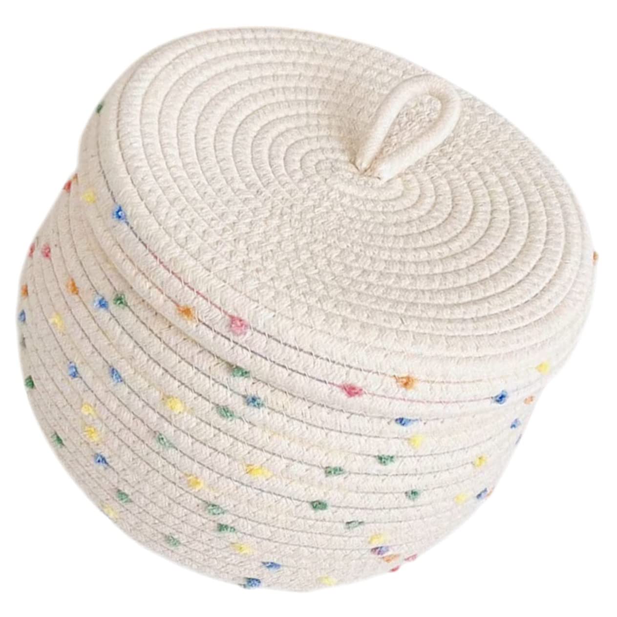 CHILDWEET Rope Storage Basket Round Storage Basket Small Baskets for Shelves Laundry Basket Woven Round Rattan Boxes Woven Storage Bin Rattan Storage Baskets Home Supplies Bedroom Organizer