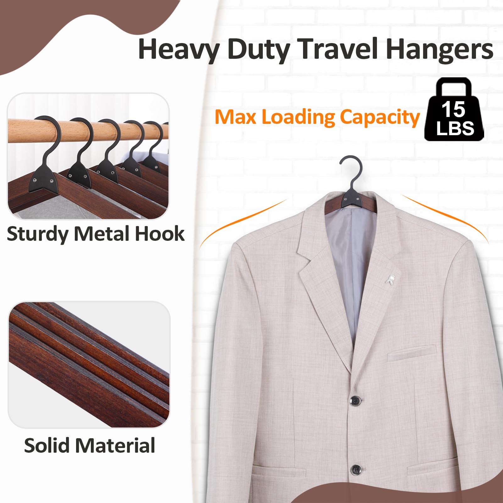 Edergoo Foldable Hangers 8 Pack, Travel Hangers Foldable for Suitcase, Foldable Hangers Space Saving for Travel, Portable Folding Clothes Hangers Travel Accessories, Collapsible RV Hangers for Trip