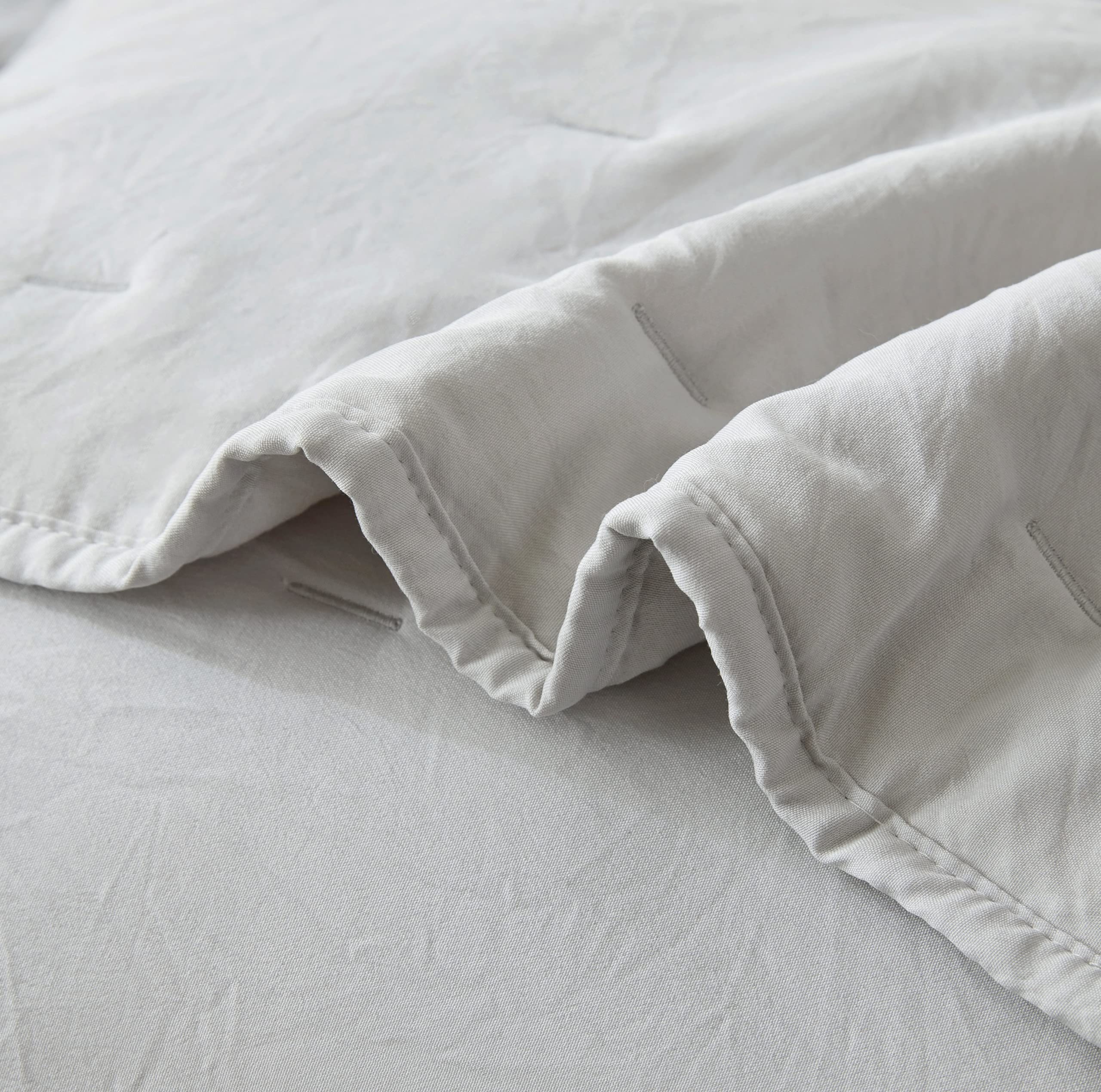 Chezmoi Collection Marie 3-Piece Line Stitch Embroidery Quilt Set - Soft Washed Microfiber Lightweight Comforter Set Quilted Bedspread Coverlet Set (Queen, White)