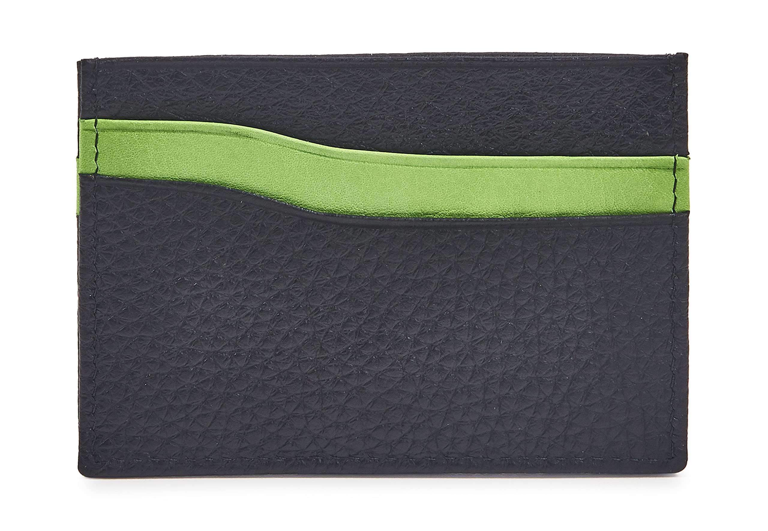 Zinda Genuine Leathers Slim Wallet Card Holder RFID Protection Unisex (Black/Green)