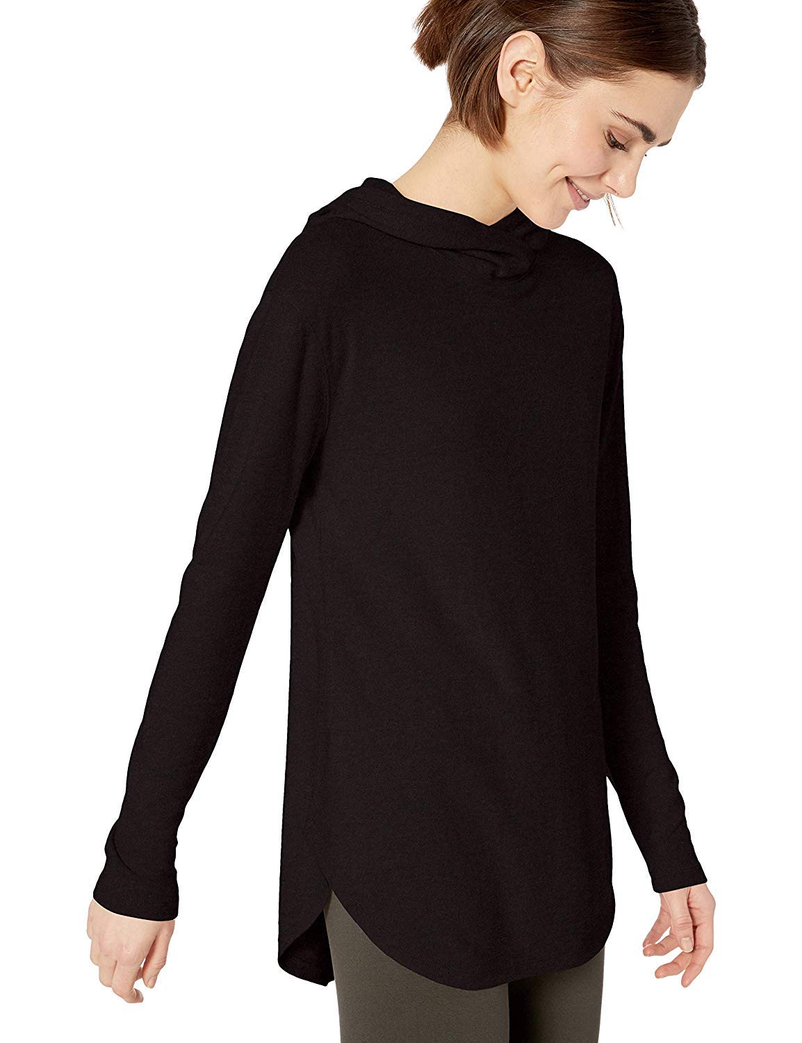 Daily Ritual Women's Cozy Knit Relaxed-Fit Long-Sleeve Hooded Shirt, Black, XX-Large