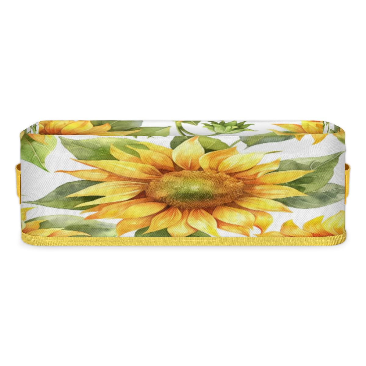 Ioracida Yellow Sunflower Toilet Paper Basket Toilet Tank Fabric Storage Basket with Handles, Summer Floral Small Decor Baskets for Organizing Bathroom Toilet Tank Top