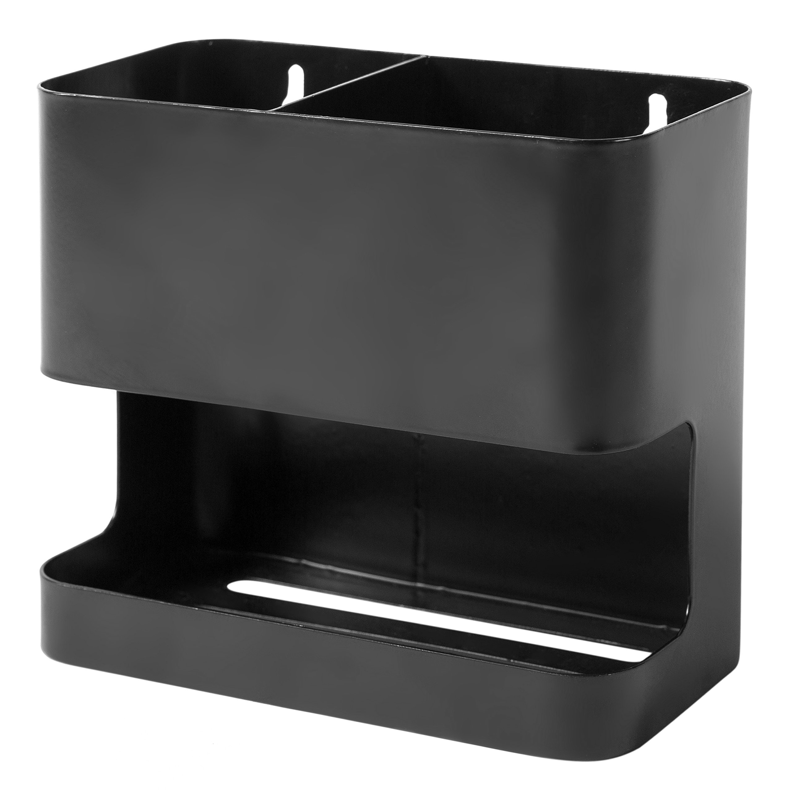 MyGift Black Metal Wall Mount Hair Tools Holder with 2 Slots, Salon Hair Styling Accessories Organizer Rack, Blow Dryer, Straightener and Curling Iron Holder