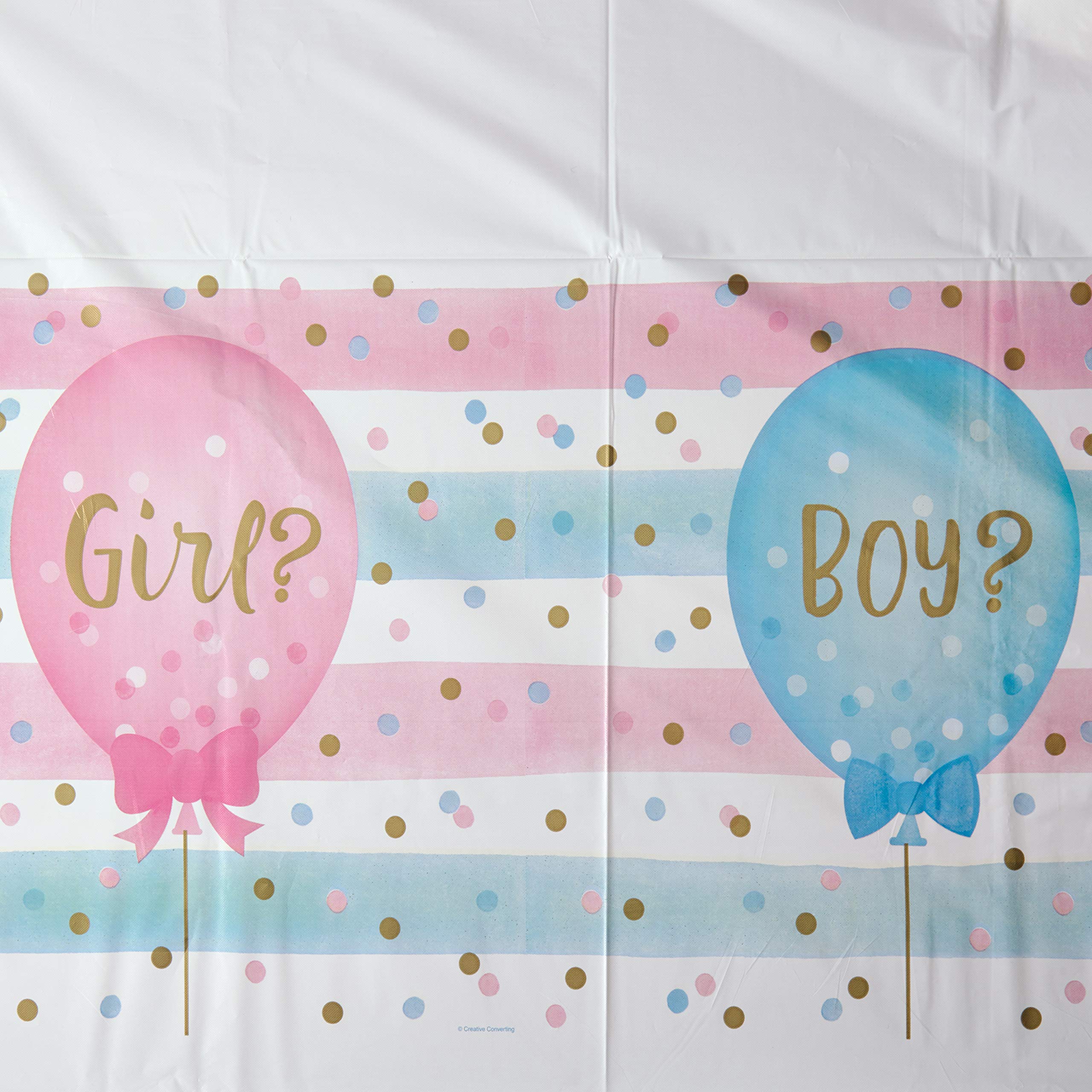 Creative Converting 2 Count Plastic Table Cover 54 X 102 | Pink & Blue, Boy or Girl? | Baby Shower Party Mothers Expecting Gender Reveal