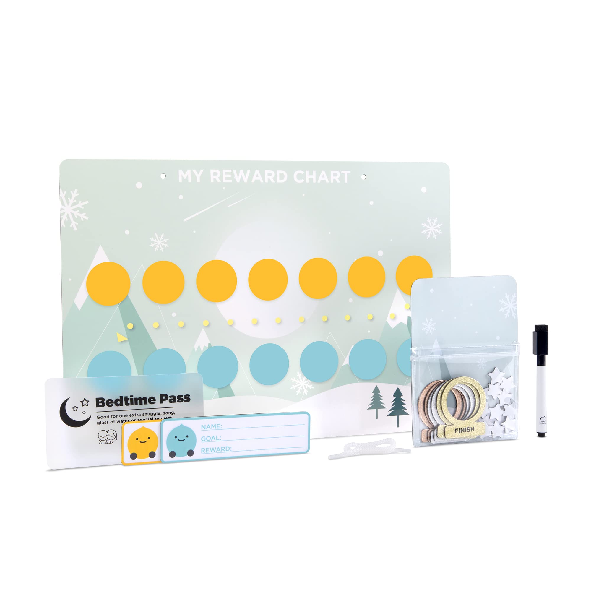 LitteHippo Magnetic Star Reward and Behavior Chart - Rewards Board for Potty and Sleep Training - Chores Chart for Toddlers - Responsibility Chart for Kids at Home (Includes Bonus Bedtime Pass)