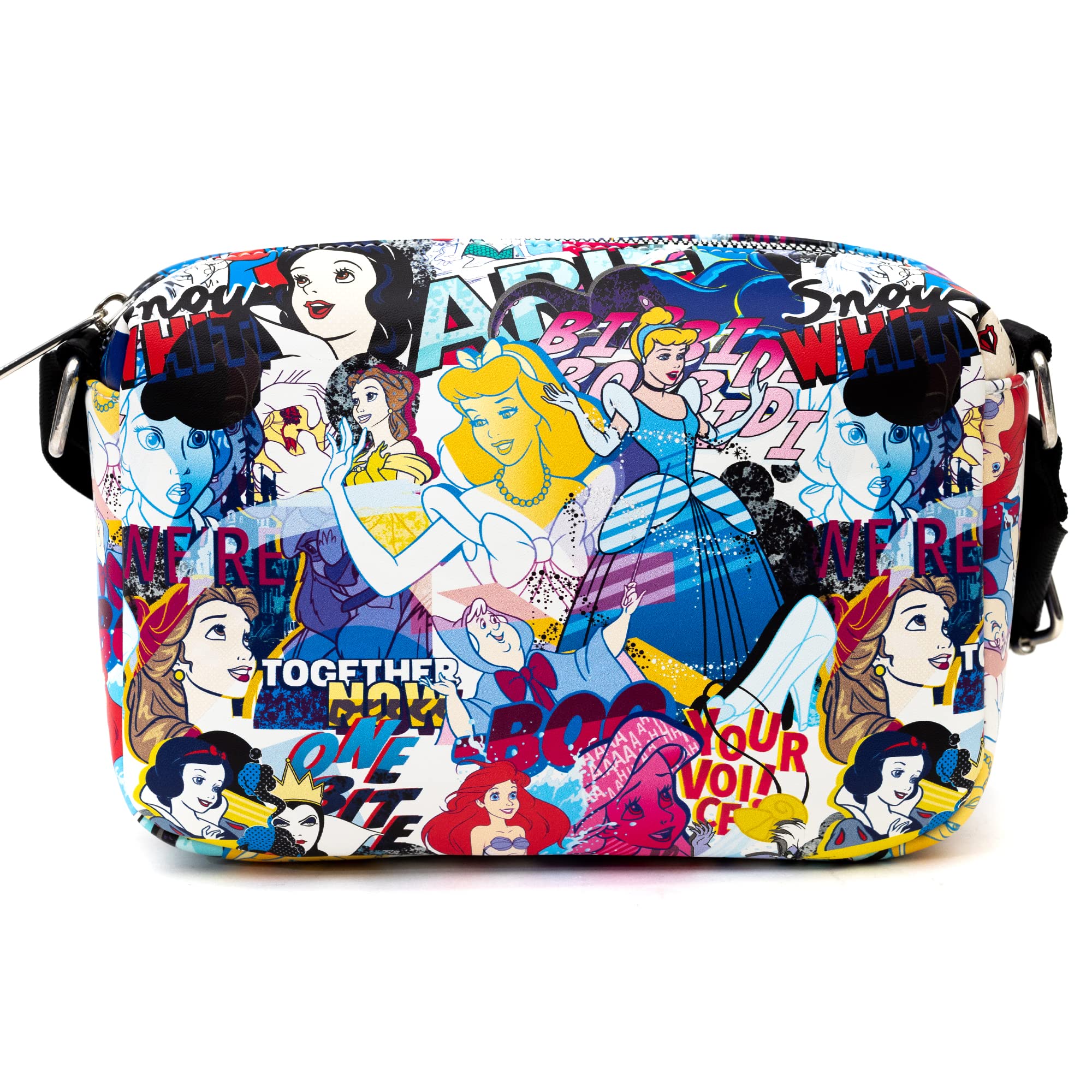 Disney Bag, Cross Body, Rectangle, Disney Princess and Villains Pop Art Poses Stacked Collage, Vegan Leather