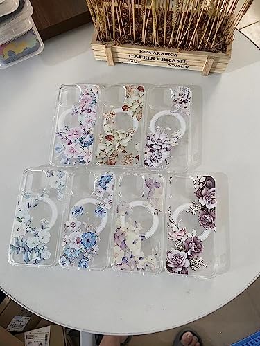 KELUOAS for iPhone 13 Mini Magsafe Case, Cute Floral Slim Shockproof Protective Hard PC+TPU Bumper Flower Women Cover Magnetic case