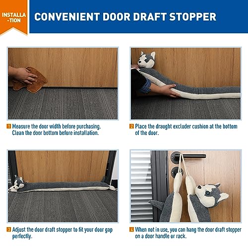 MAGZO Under Door Draft Stopper 36 inch, Cute Husky Dog Door Draft Blocker Sound Noise Cold Air Wind Dust Proof Energy Savingā¦