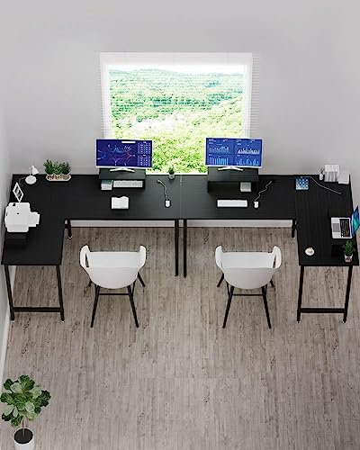 MINOSYS L Shaped Computer Desk - 58" Gaming Desk, Reversible Corner Desk, Home Office Writing Desk with Monitor Stand Shelf, Space-Saving Modern Simple Wooden Desk, Black