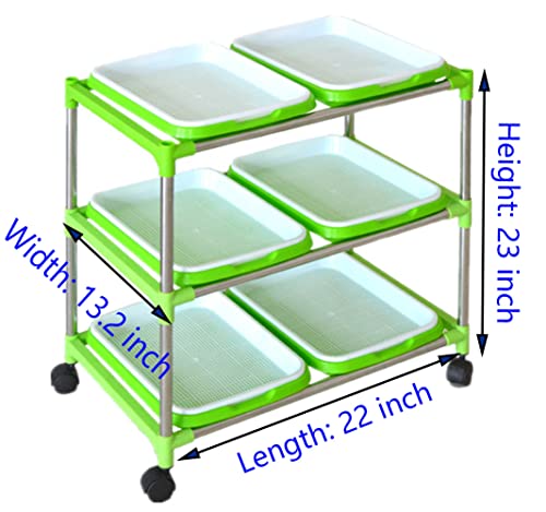 JMESTOHP 3 Layers Seed Sprouting Kit for Seed Sprouter Tray BPA Free for Alfalfa Sprouts Wheatgrass Grower Sprouting, Stainless Steel Shelf for Seed Sprouting Tray