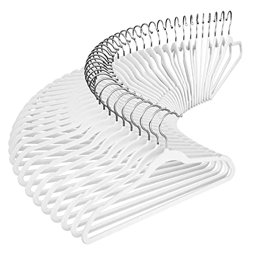 Velvet Clothes Hangers (50 Pack) Heavy Duty Durable Suit Hanger Vibrant Color Hangers Lightweight Space Saving Coat Hangers for Closet -White