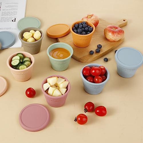 PandaEar 12 Pack Silicone Baby Food Storage Containers, 4 oz Reusable Small Snack Containers Freezer Storage with Airtight Lids Leak Proof for Infants Kids Babies, Microwave & Dishwasher Safe