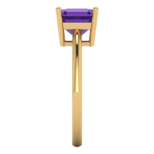 Clara Pucci 2.0 ct Asscher Cut Solitaire Natural Purple Amethyst Engagement Bridal Promise Anniversary Ring 18K Yellow Gold Size 3.5